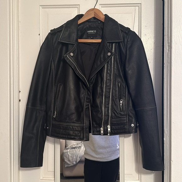 Jackets & Coats | Barneys Original Beppe Leather Moto Jacket Size Uk 8 ...